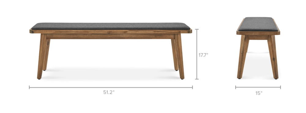 Seb Bench, Dark Graphite, 51.2" | Castlery United States